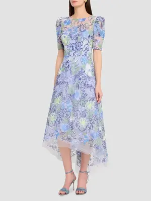 Rickie Freeman For Teri Jon Floral Embroidered Tulle High-low Gown