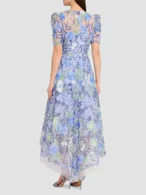 Rickie Freeman For Teri Jon Floral Embroidered Tulle High-low Gown