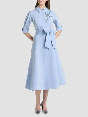 Rickie Freeman For Teri Jon Taffeta Beaded Midi-shirtdress