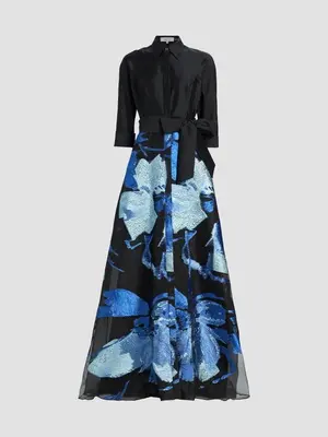 Rickie Freeman For Teri Jon Floral Taffeta A-line Gown