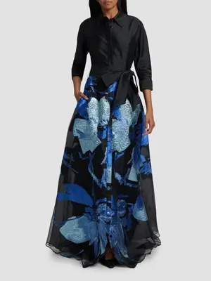 Rickie Freeman For Teri Jon Floral Taffeta A-line Gown