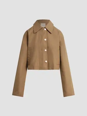FAVORITE DAUGHTER The Rue Cotton-blend Crop Jacket - Khaki