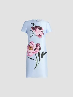 Rickie Freeman For Teri Jon Floral Placet Faille A-line Dress - Ice Blue Multi