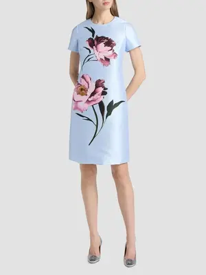 Rickie Freeman For Teri Jon Floral Placet Faille A-line Dress