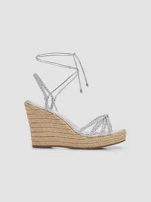 Schutz Adele 95mm Leather Ankle-wrap Wedge Sandals - Silver