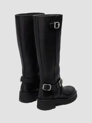STUART WEITZMAN Ren Moto Leather Knee-high Boots
