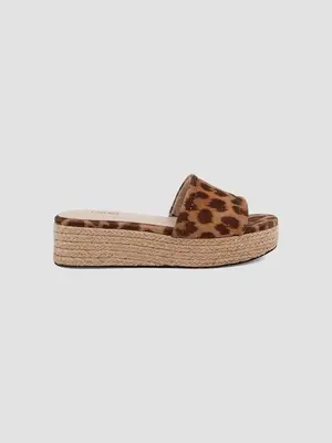 L'Agence Ramani 50mm -print Suede Espadrille Sandals - Leopard