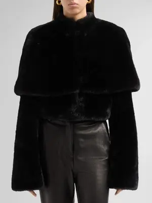 ET OCHS Vlad Faux-fur Crop Jacket - Black
