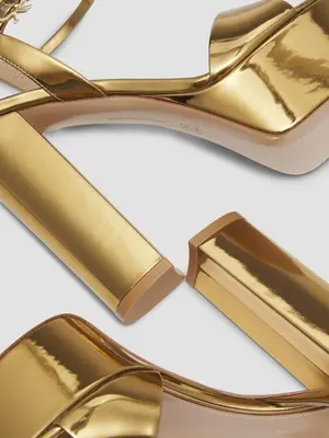 GIANVITO ROSSI 120mm Metallic Leather Platform Sandals - Gold