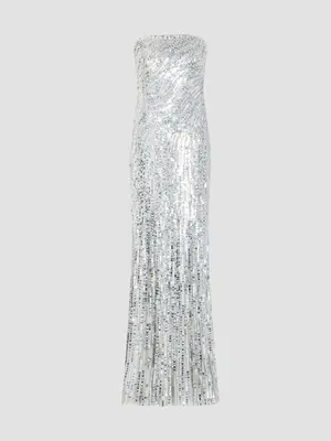 Jenny Packham Helix Sequined Strapless Gown