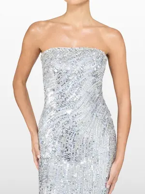 Jenny Packham Helix Sequined Strapless Gown