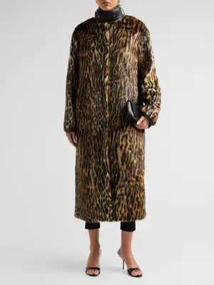 ET OCHS Vonn Leopard-print Faux-fur Coat