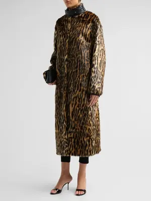 ET OCHS Vonn Leopard-print Faux-fur Coat