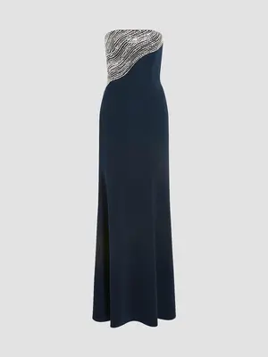 Jenny Packham Soyala Beaded Strapless Gown - Ink