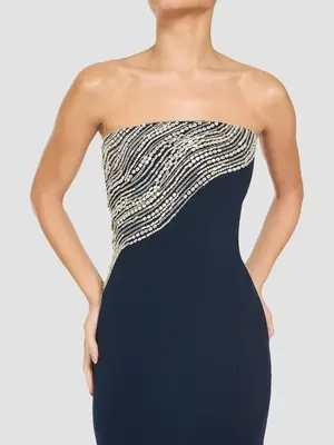 Jenny Packham Soyala Beaded Strapless Gown - Ink