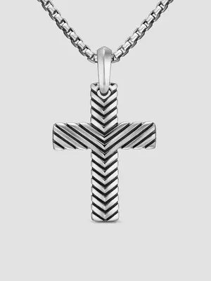 David Yurman Chevron Cross Pendant In Sterling 36mm - Silver
