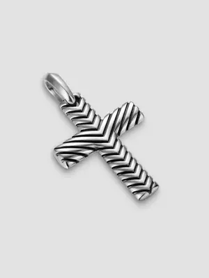 David Yurman Chevron Cross Pendant In Sterling 36mm