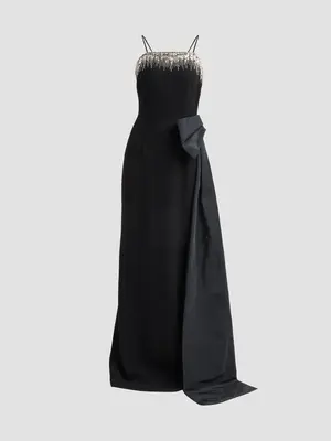 Rickie Freeman For Teri Jon Taffeta Embellished Side Bow Gown