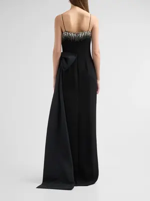 Rickie Freeman For Teri Jon Taffeta Embellished Side Bow Gown