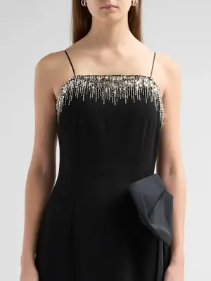 Rickie Freeman For Teri Jon Taffeta Embellished Side Bow Gown