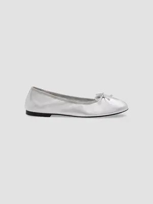 STUART WEITZMAN Nia Leather Ballerina Flats - Silver