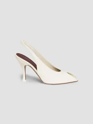NEOUS Hamal 85mm Patent Leather Peep-toe Slingback Pumps - Cream