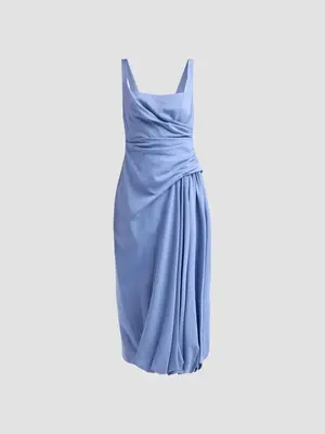Lela Rose Faille Bubble Midi Dress - Bluebell