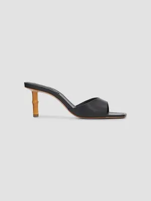 Schutz Leena 75mm Bamboo-heel Leather Mules - Black
