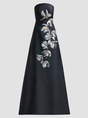 Rickie Freeman For Teri Jon Beaded Floral Mikado A-line Gown