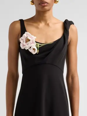 Lela Rose Peony-embroidered Twist Midi Dress