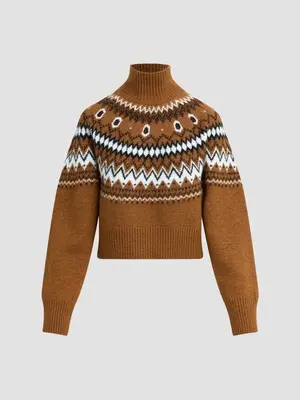 FAVORITE DAUGHTER Chalet Fair Isle-inspired Turtleneck Sweater