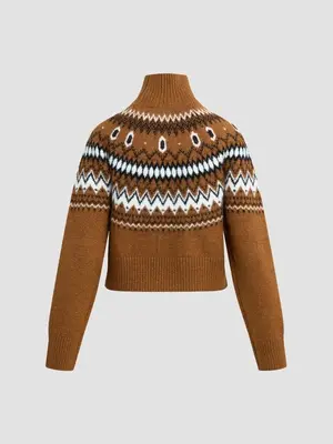 FAVORITE DAUGHTER Chalet Fair Isle-inspired Turtleneck Sweater
