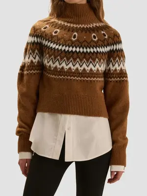 FAVORITE DAUGHTER Chalet Fair Isle-inspired Turtleneck Sweater