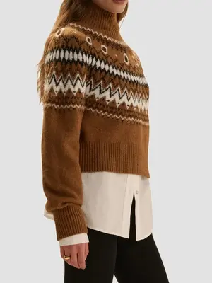FAVORITE DAUGHTER Chalet Fair Isle-inspired Turtleneck Sweater