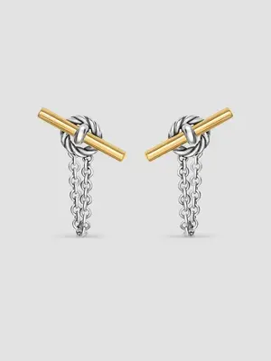 David Yurman Dy Mercer Petite Toggle Chain Stud Earrings In Sterling With 18k Yellow Gold, 38.2mm - Silver