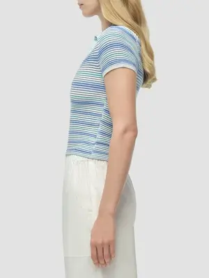 Simkhai Paxton Striped Knit Polo Shirt