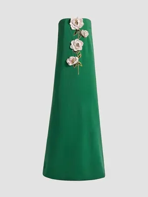 Lela Rose 3d Peony-embroidered Faille Gown - Fern Pink
