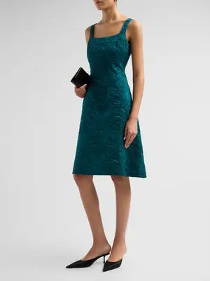 Rickie Freeman For Teri Jon Embossed Jacquard Mini Dress