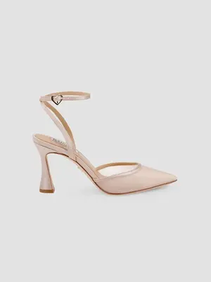 Badgley Mischka Yordan 85mm Satin & Mesh Pumps - Beige Satin