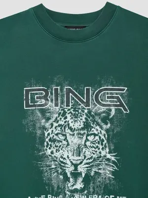 ANINE BING Miles Leopard Graphic Cotton Sweatshirt