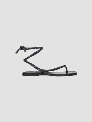 Veronica Beard Carmina Corded Leather Flat Sandals - Eclipse Coconut