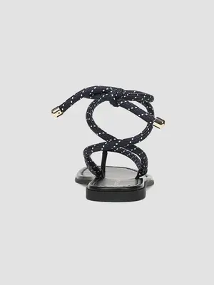 Veronica Beard Carmina Corded Leather Flat Sandals - Eclipse Coconut