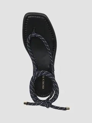 Veronica Beard Carmina Corded Leather Flat Sandals - Eclipse Coconut