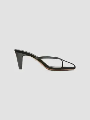 NEOUS Antares Leather Kitten Heel Sandals - Black