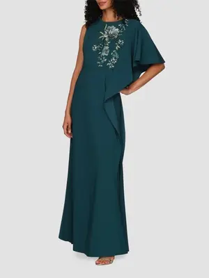 KAY UNGER Alisha Floral-embroidered Caftan Gown