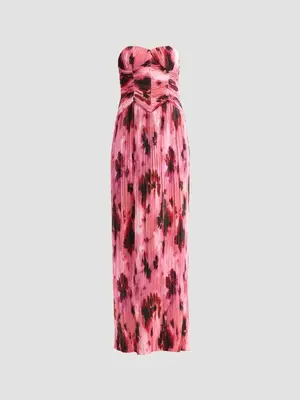 AS IT MAY Monique Floral Plissè Gown - Pink Multi