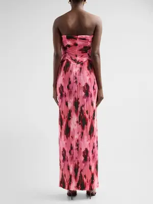 AS IT MAY Monique Floral Plissè Gown