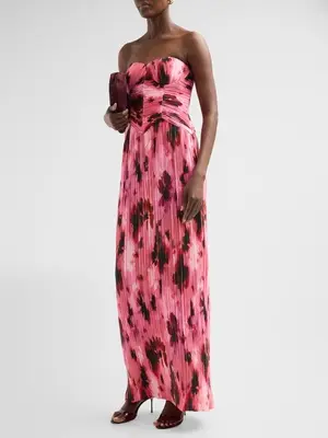 AS IT MAY Monique Floral Plissè Gown