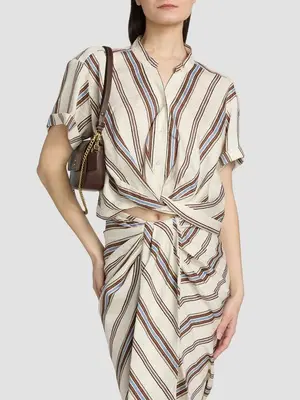 A.L.C. Leonore Linen-blend Striped Top