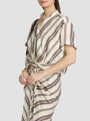 A.L.C. Leonore Linen-blend Striped Top